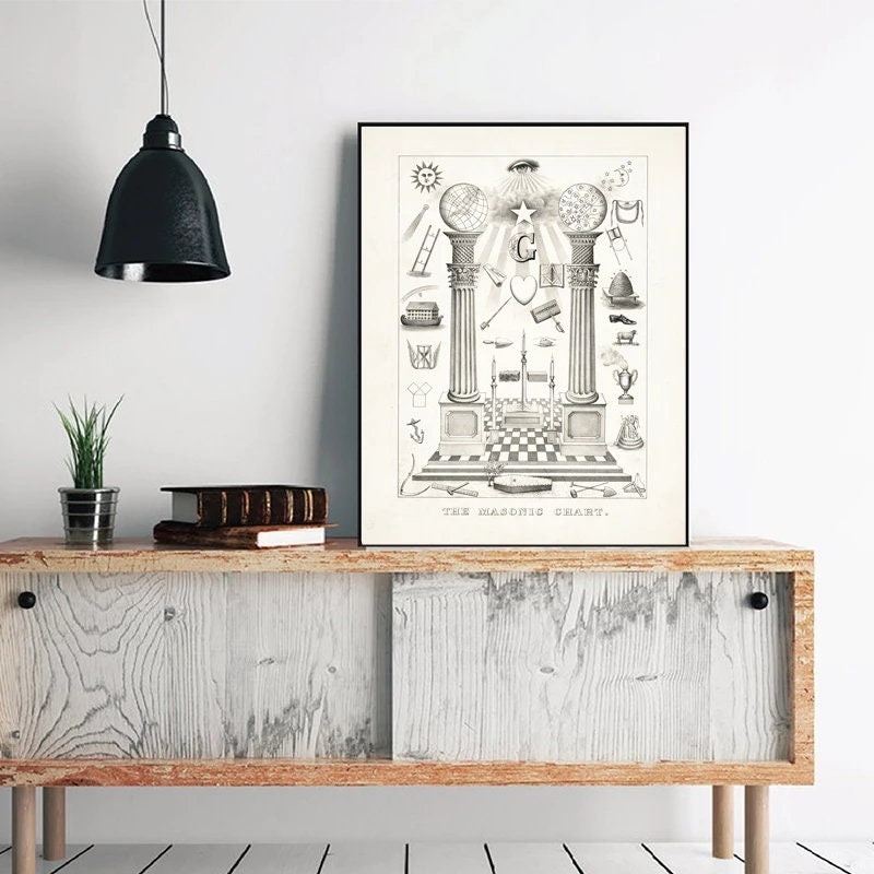 Freemasonic Hand Drawing Wall Art Painting Canvas Prints Freemason ...