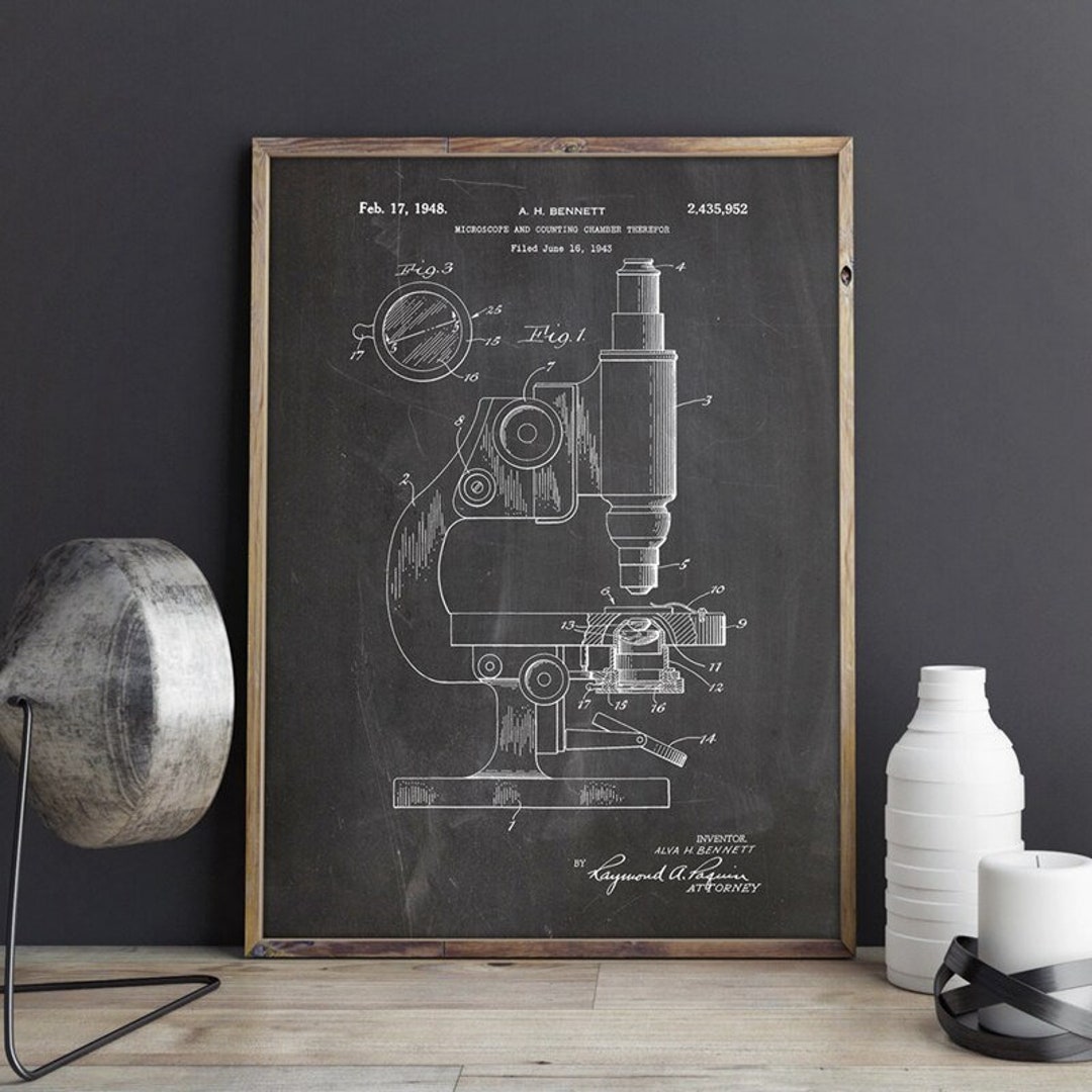 Microscope Patent Microscope Wall Art Print Chemistry Posters Science ...