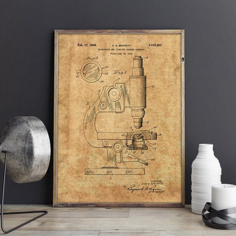 Microscope Patent Microscope Wall Art Print Chemistry Posters | Etsy