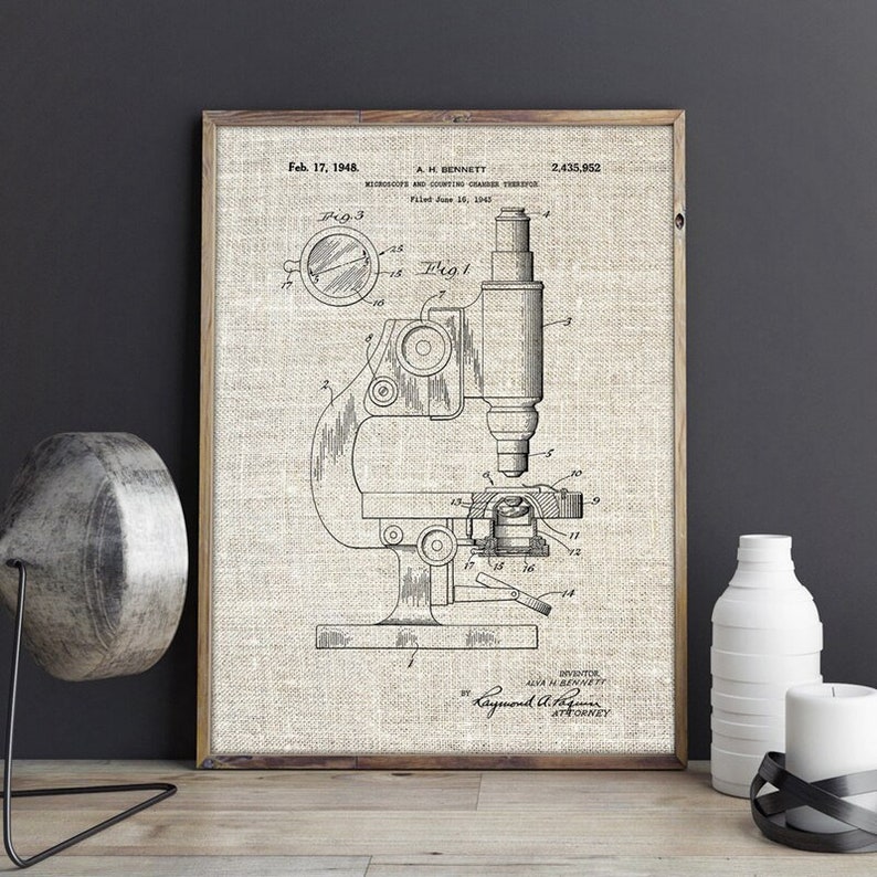 Microscope Patent Microscope Wall Art Print Chemistry Posters Science ...