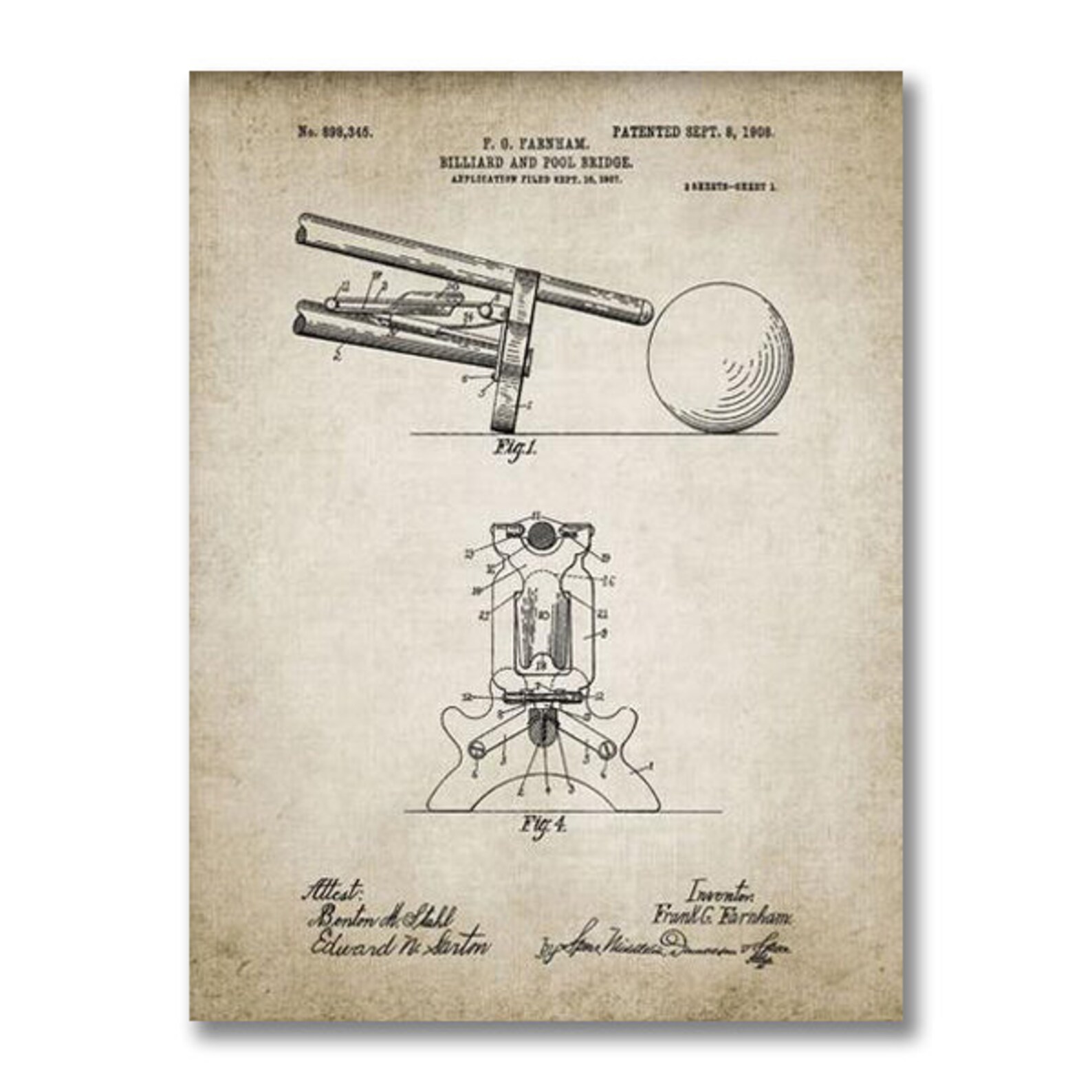 Snooker Cue Pool Table Blueprints Canvas Art Painting Billiards Patent ...