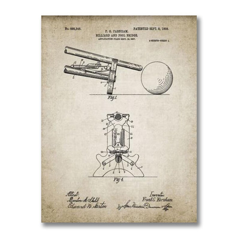 Snooker Cue Pool Table Blueprints Canvas Art Painting Billiards Patent ...