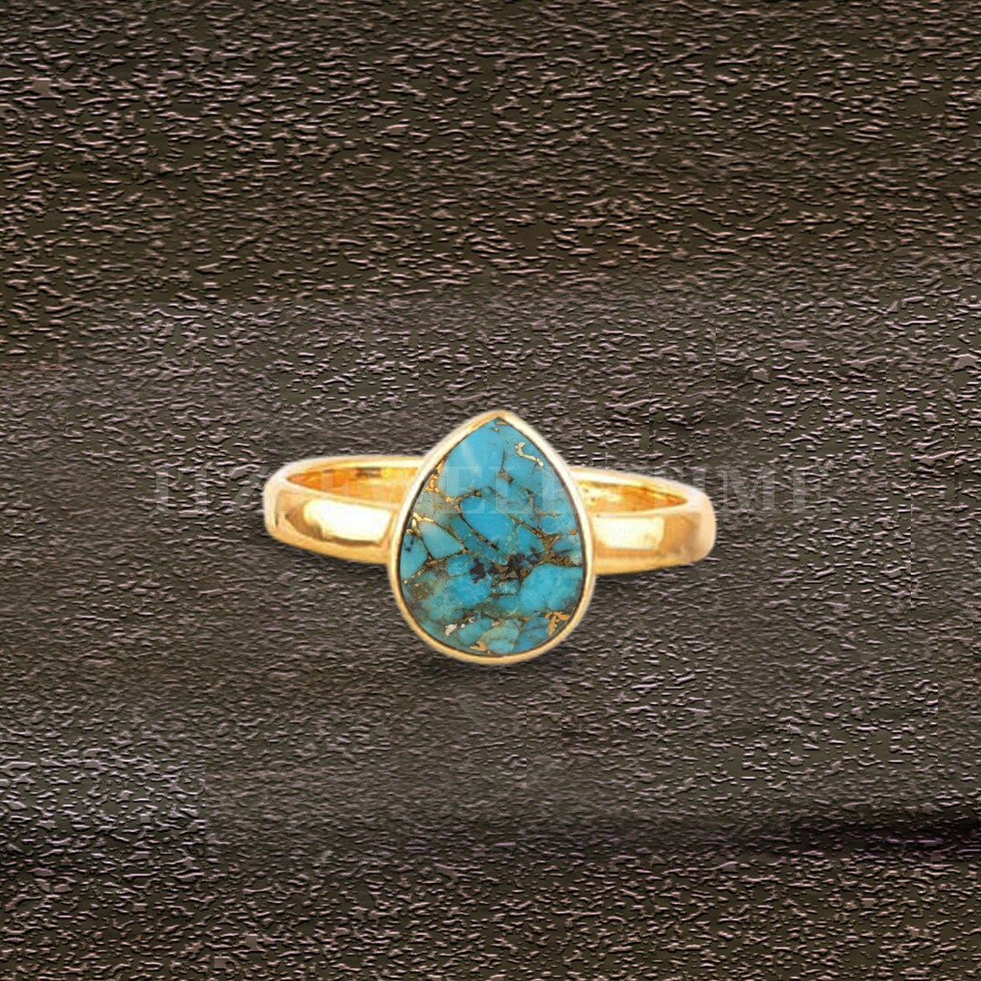 Birnchen Blauer Kupfer Türkis Ring, Edelsteinring 925 Silber - Etsy ...