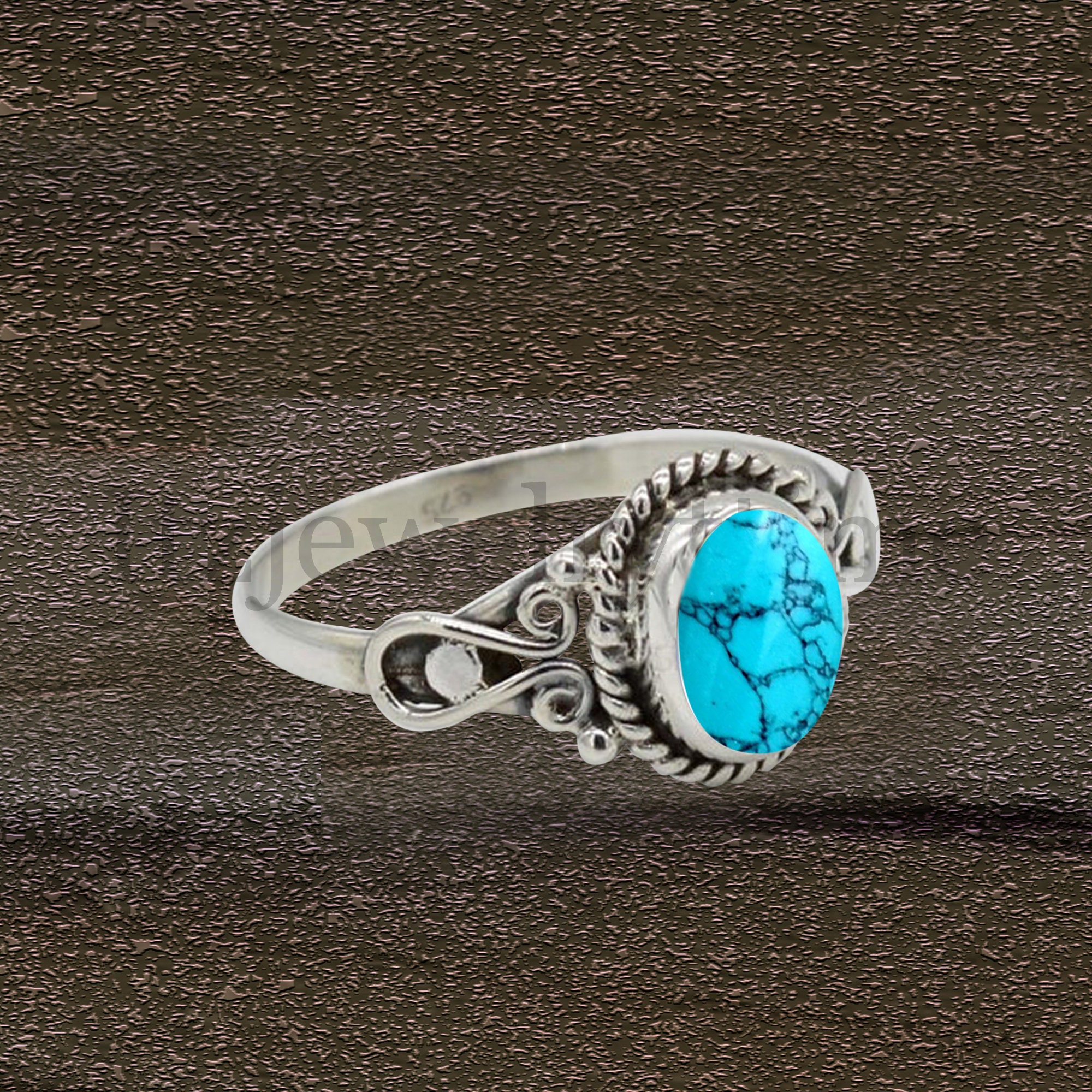 Boho Turquoise Ring Silver Turquoise Ring Turquoise Ring | Etsy