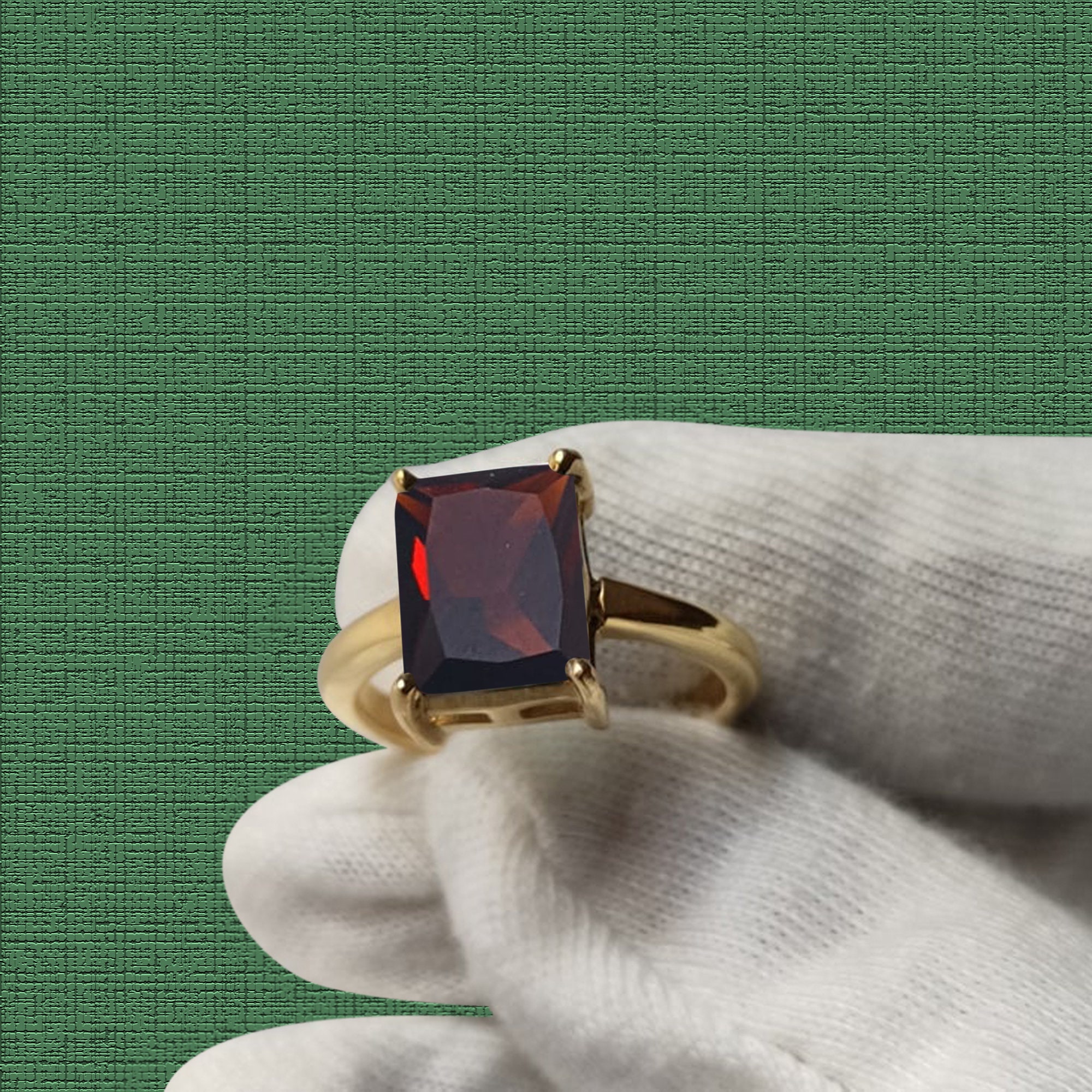 Rectangular Garnet Ring 6x8 Emerald Cut Gemstone Ring - Etsy