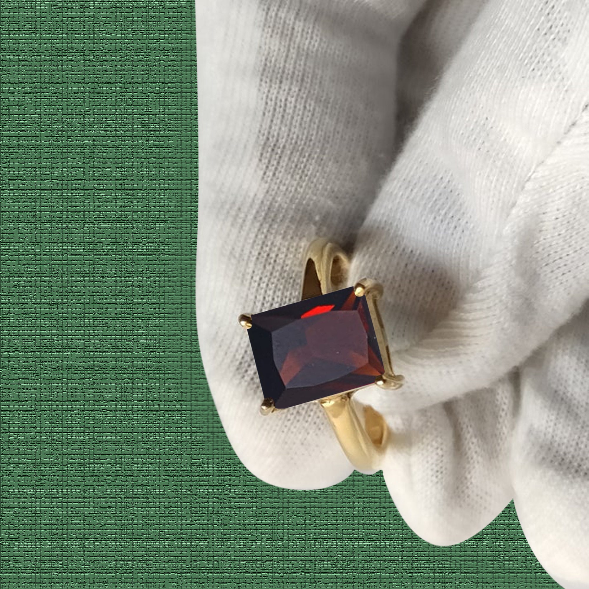 Rectangular Garnet Ring 6x8 Emerald Cut Gemstone Ring - Etsy
