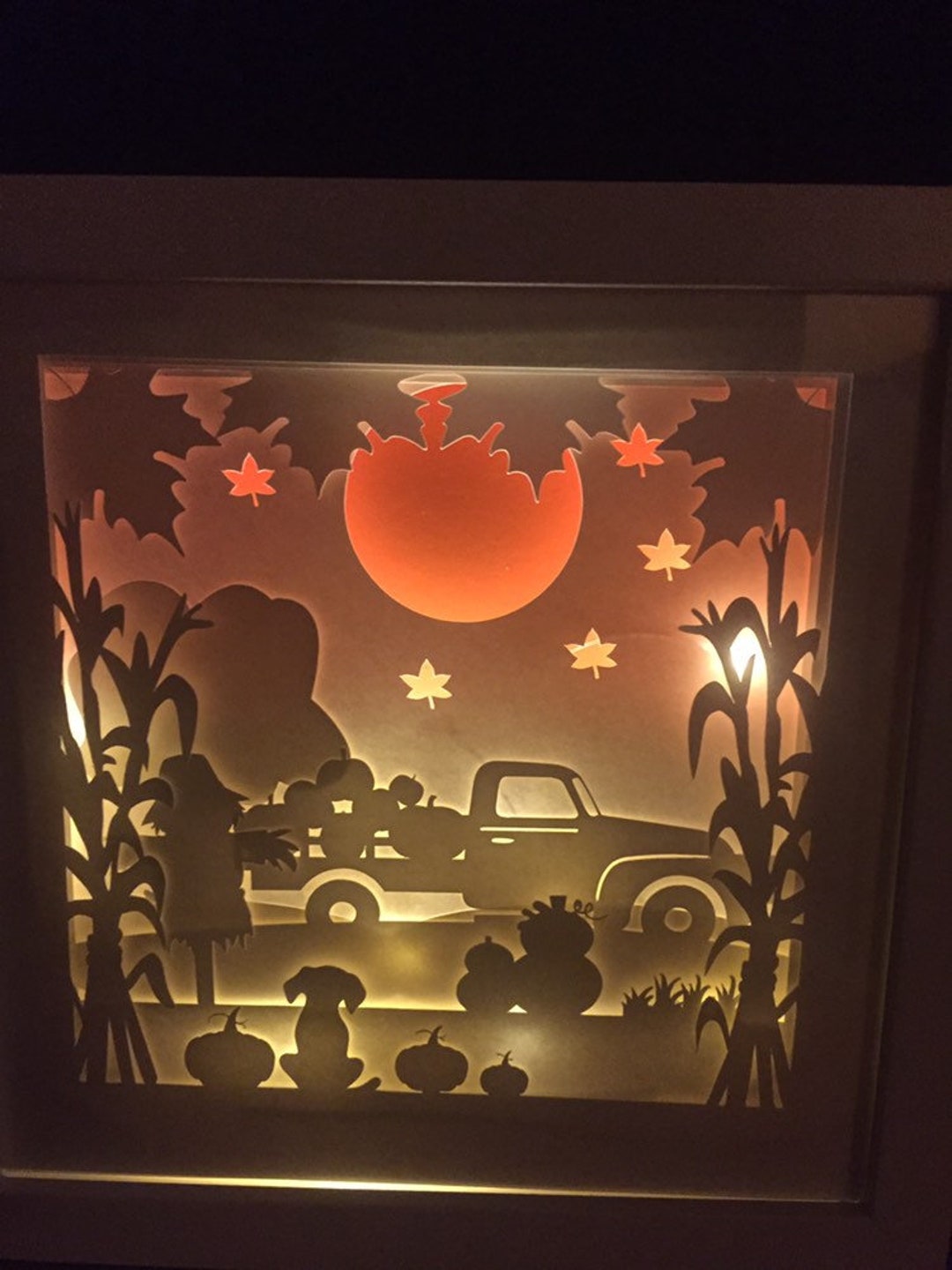 Fall Pumpkin Patch 3D Lighted Shadow Box, Perfect for Any Room, as a ...