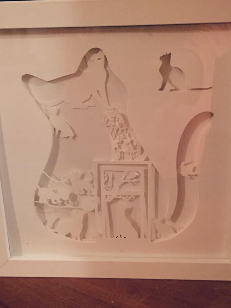 Cat Lovers Lighted Shadow Box With Battery Lights.. Perfect Gift for ...