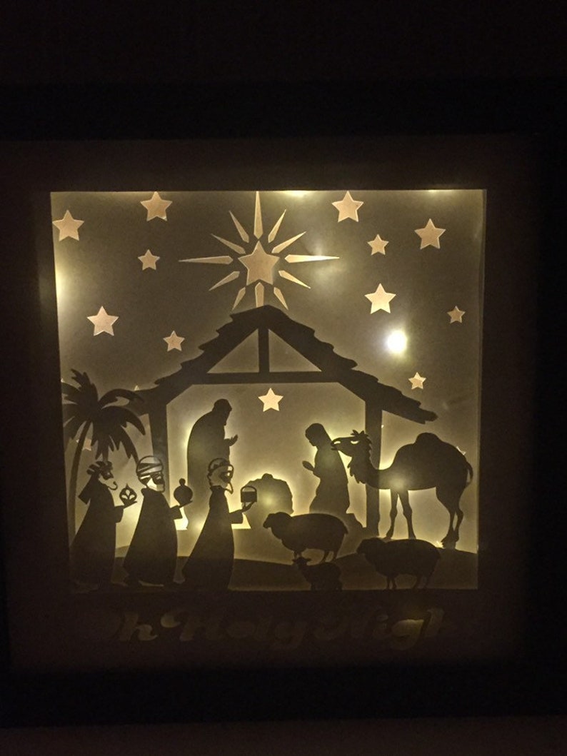 Lighted Nativity 3D Lighted Shadow Box With Battery Lights. - Etsy