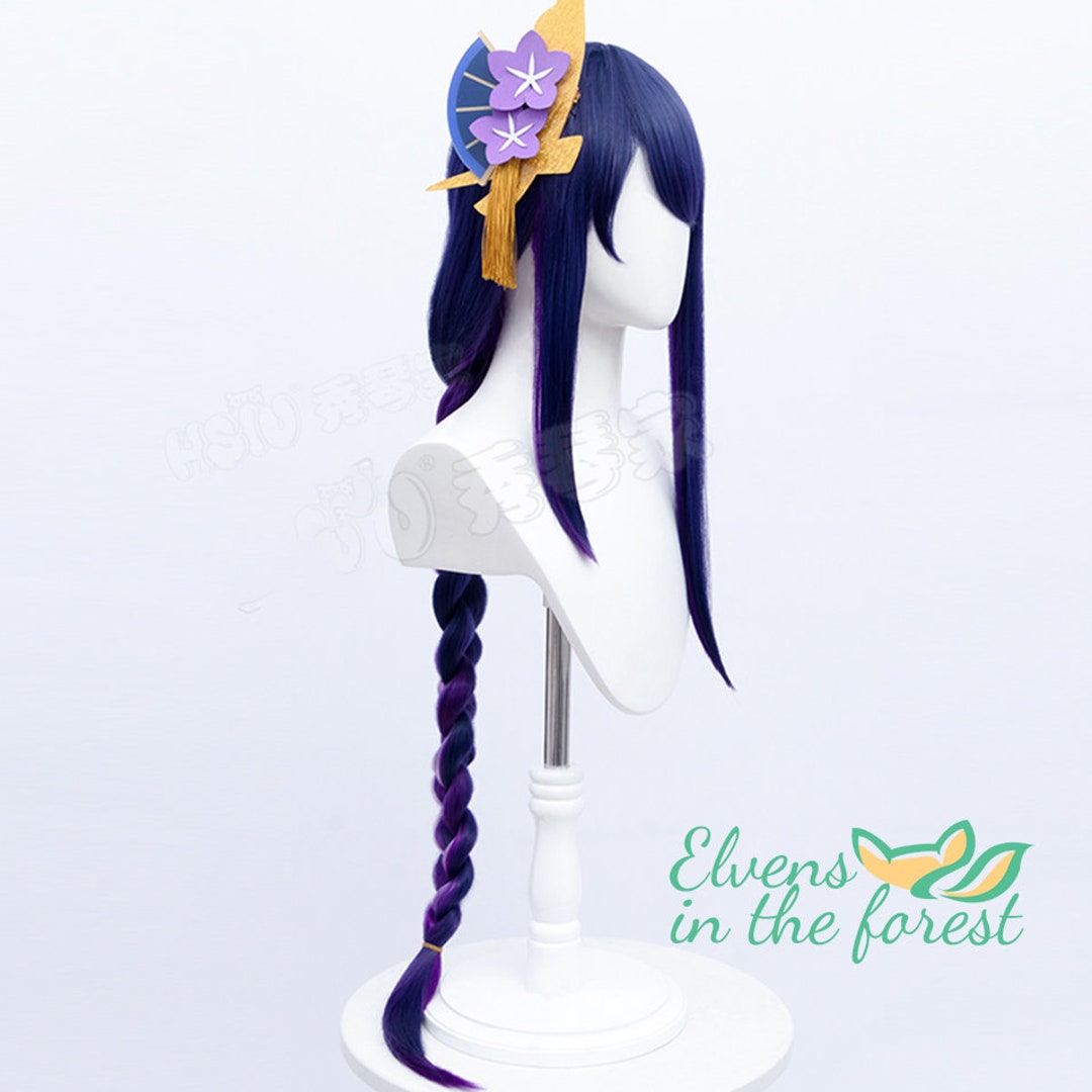 Genshin Impact Raiden Shogun wig Genshin long purple short - Etsy Portugal