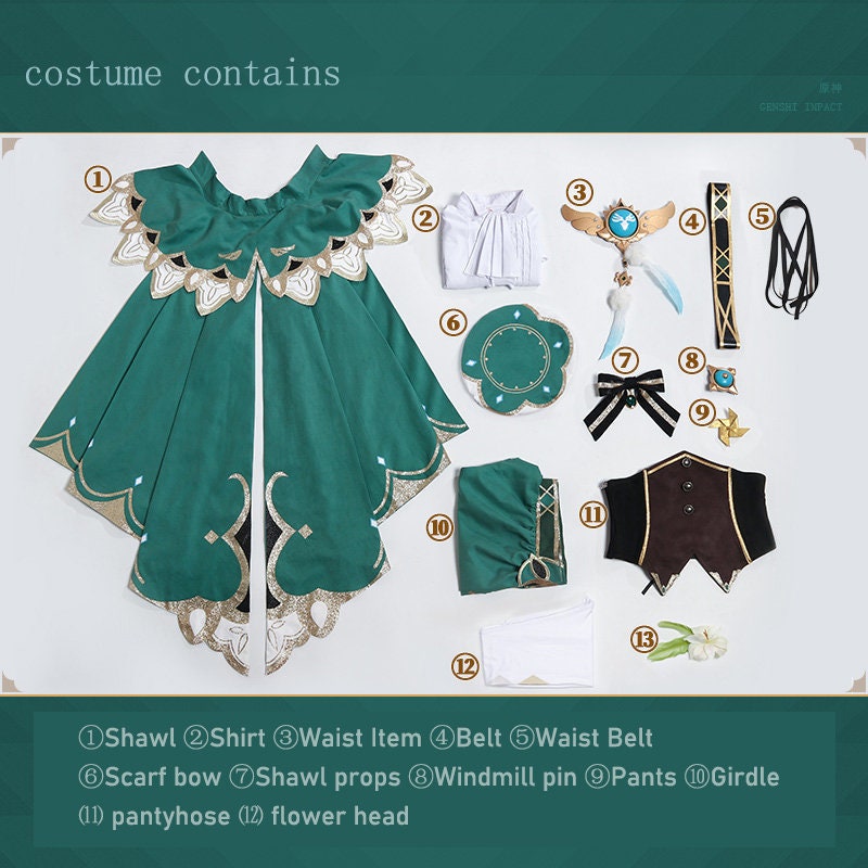 Genshin Impact Venti COSPLAY Costume-keli Buff Wig-anime Girl - Etsy Canada