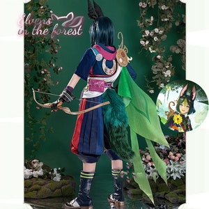 Genshin Impact Grass Tinari-cosplay Costume-dark Green Wig-game Full ...