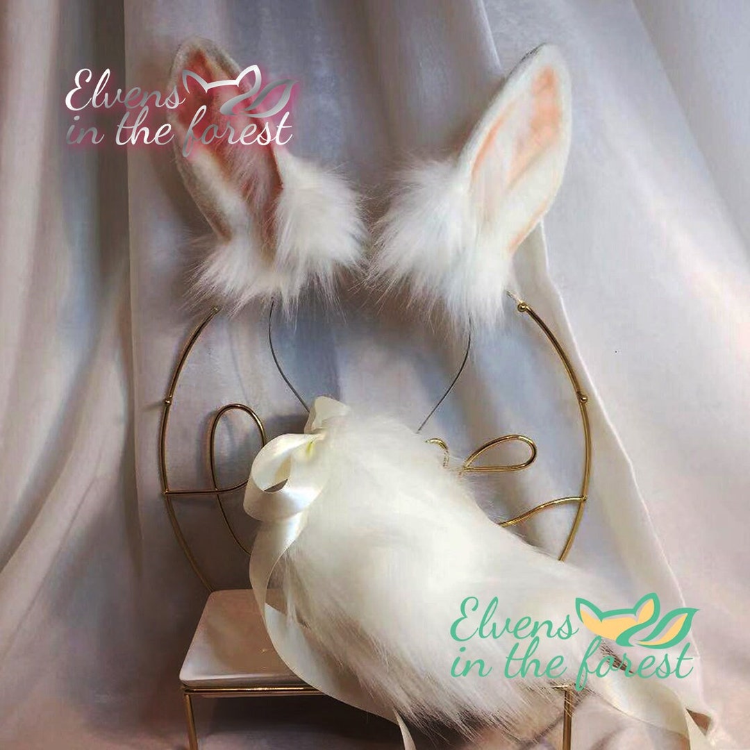 Realistic White Rabbit Ears and Tail Mythological Jade Rabbit - Etsy