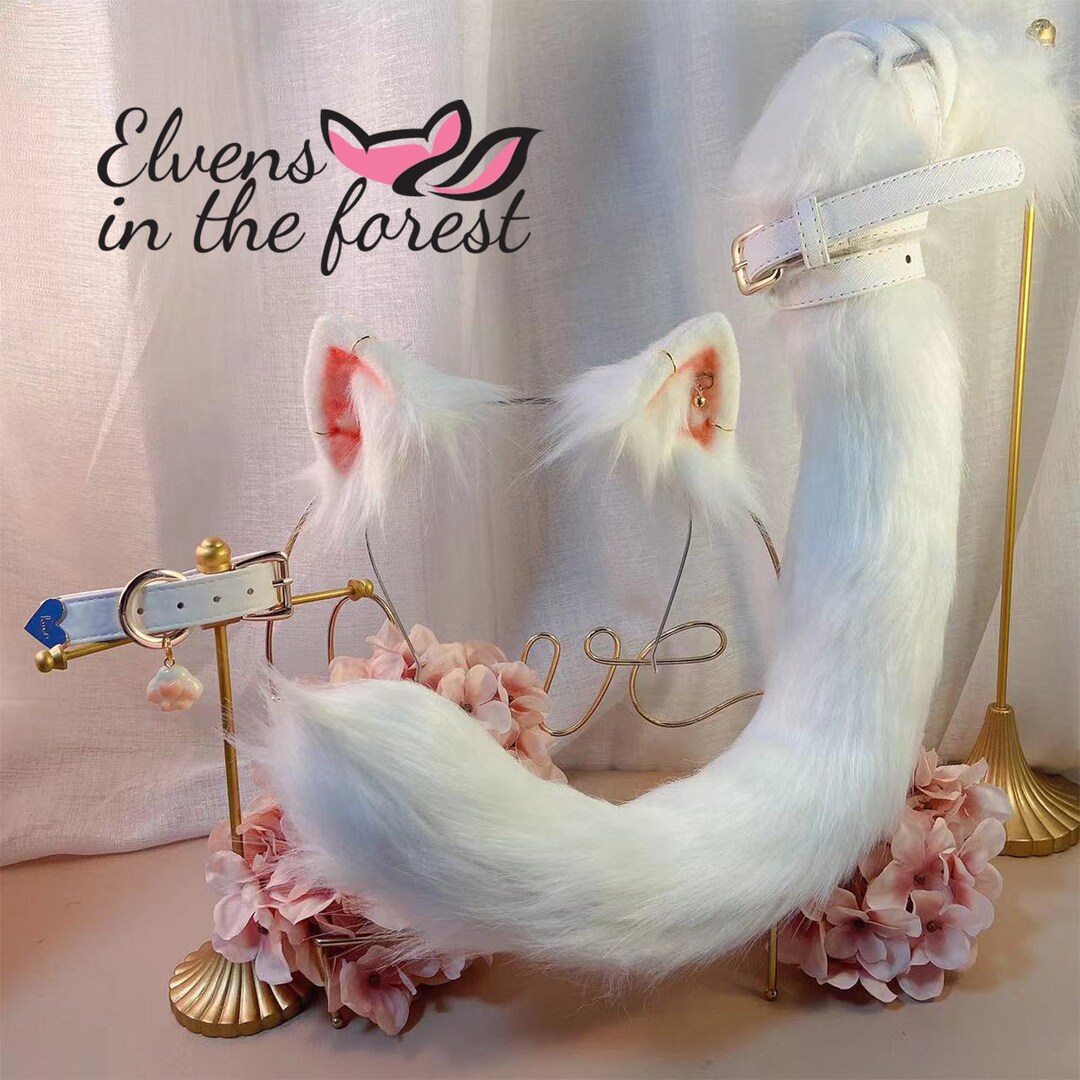 White Cat Tail Cat Ears and Collar COSPLAY Butt Plug - Etsy