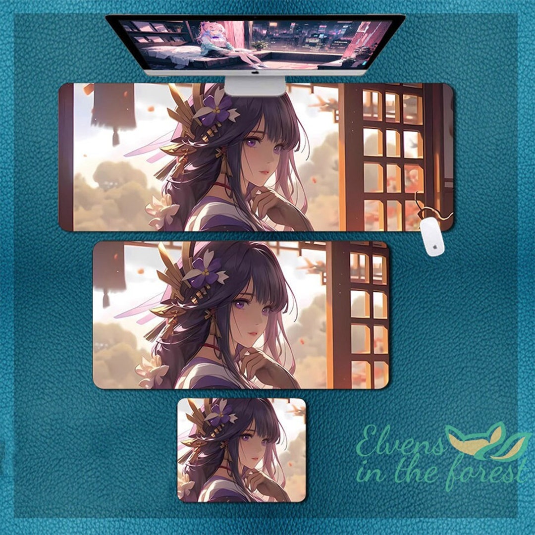 Genshin Impact Raiden Shogun Mouse Pad Super Large Lockband Focalors ...