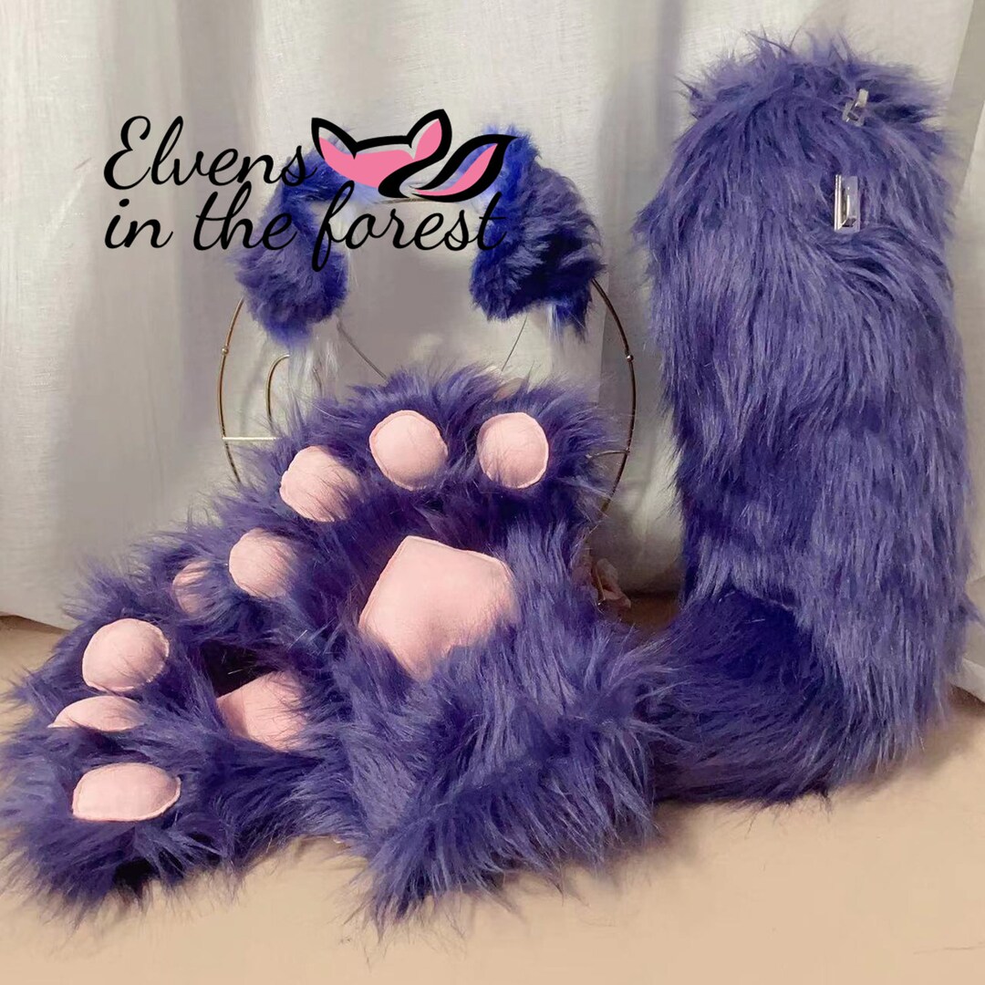 Blue Sheepdog Tail Dog Ears and Collars 相羽初叶COSPLAY Butt Plug Handmade ...