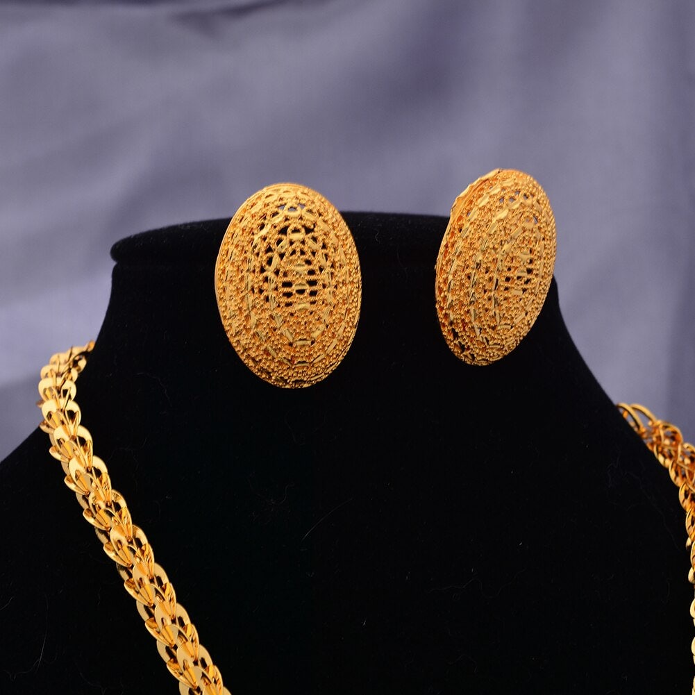 Luxury Dubai Gold Color Jewelry Sets for Women Ethiopian Pendant ...