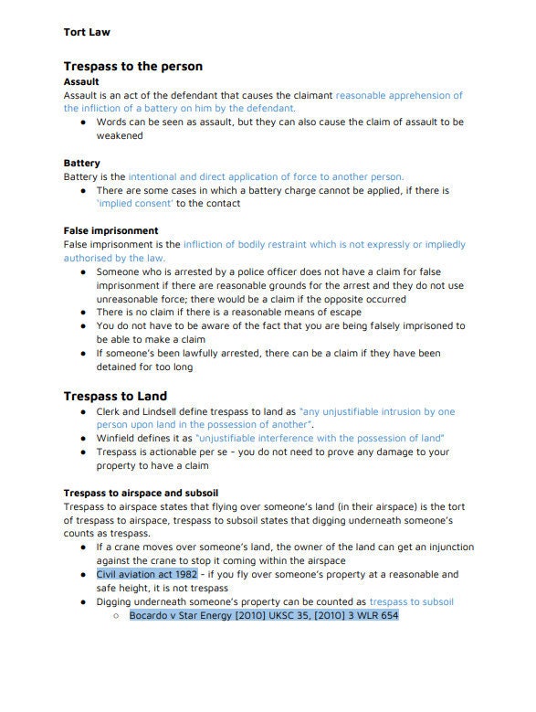 Tort Law (LLB Law) Complete Lecture Notes - Etsy Tort Law (LLB Law) Complete Lecture Notes - Etsy