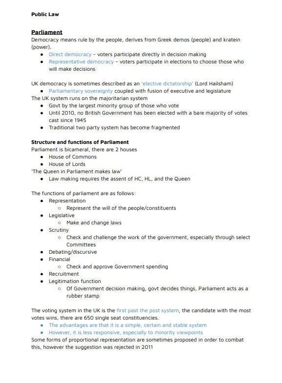 Public Law (LLB Law) Complete Lecture Notes - Etsy UK