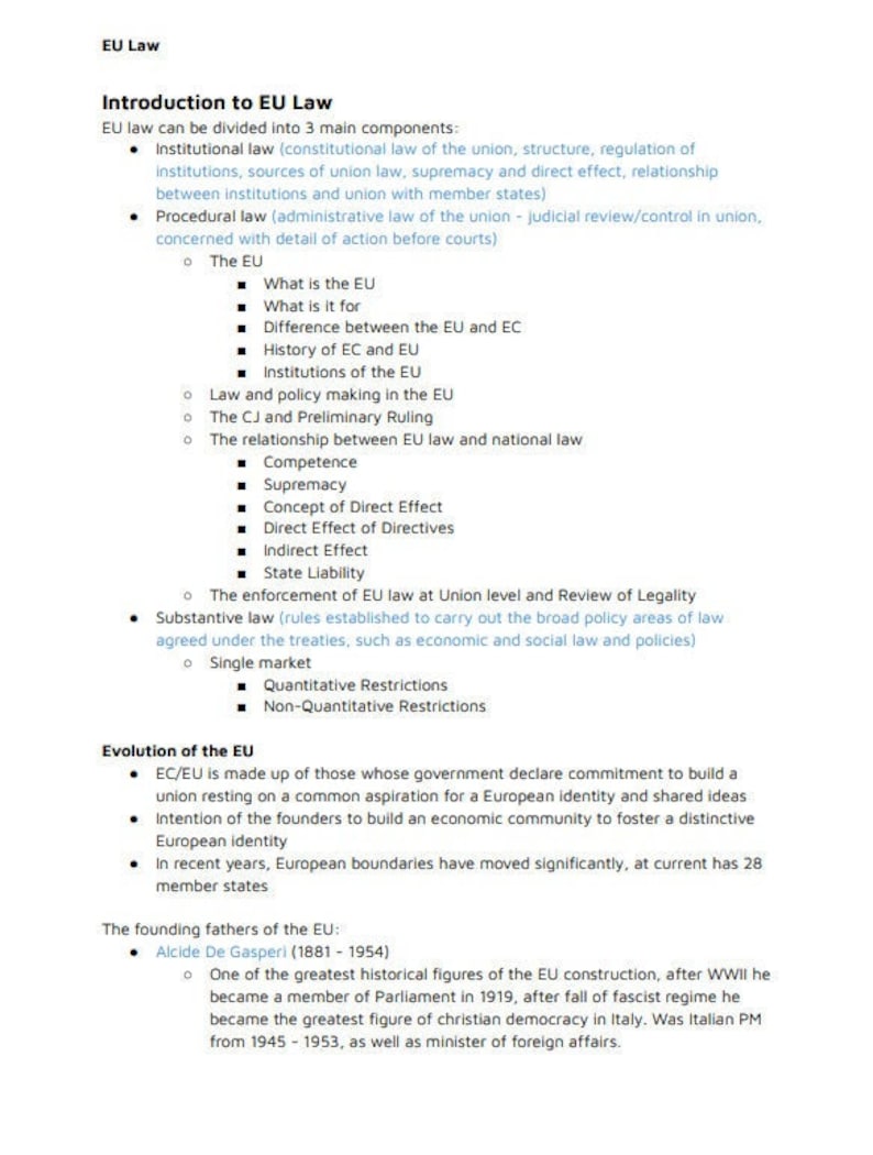 EU Law (LLB Law) Complete Lecture Notes - Etsy