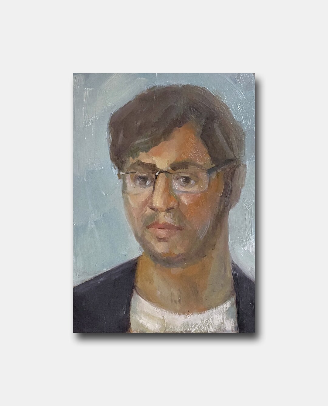 Male Portrait Vintage Original Oil Painting Guy Wall Art Man With ...
