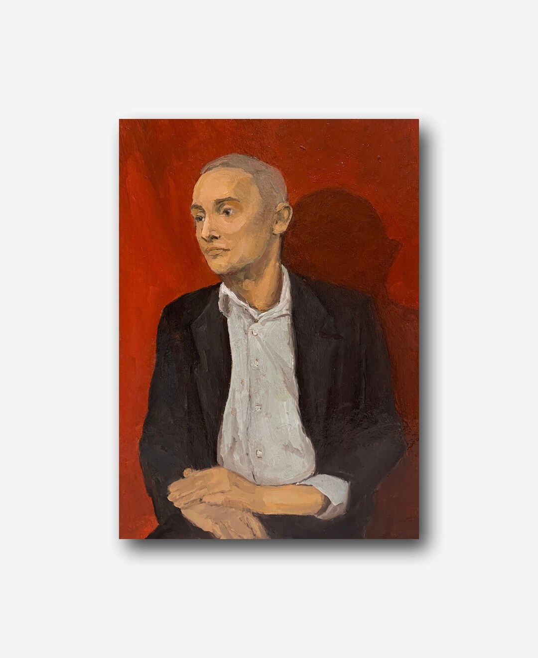 Male Portrait Vintage Original Oil Painting Man in Suit Wall - Etsy