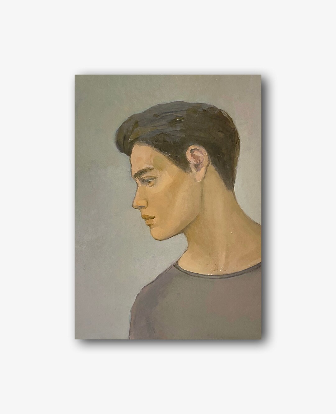 Male Portrait Vintage Original Oil Painting Handsome Guy Wall Art Man ...