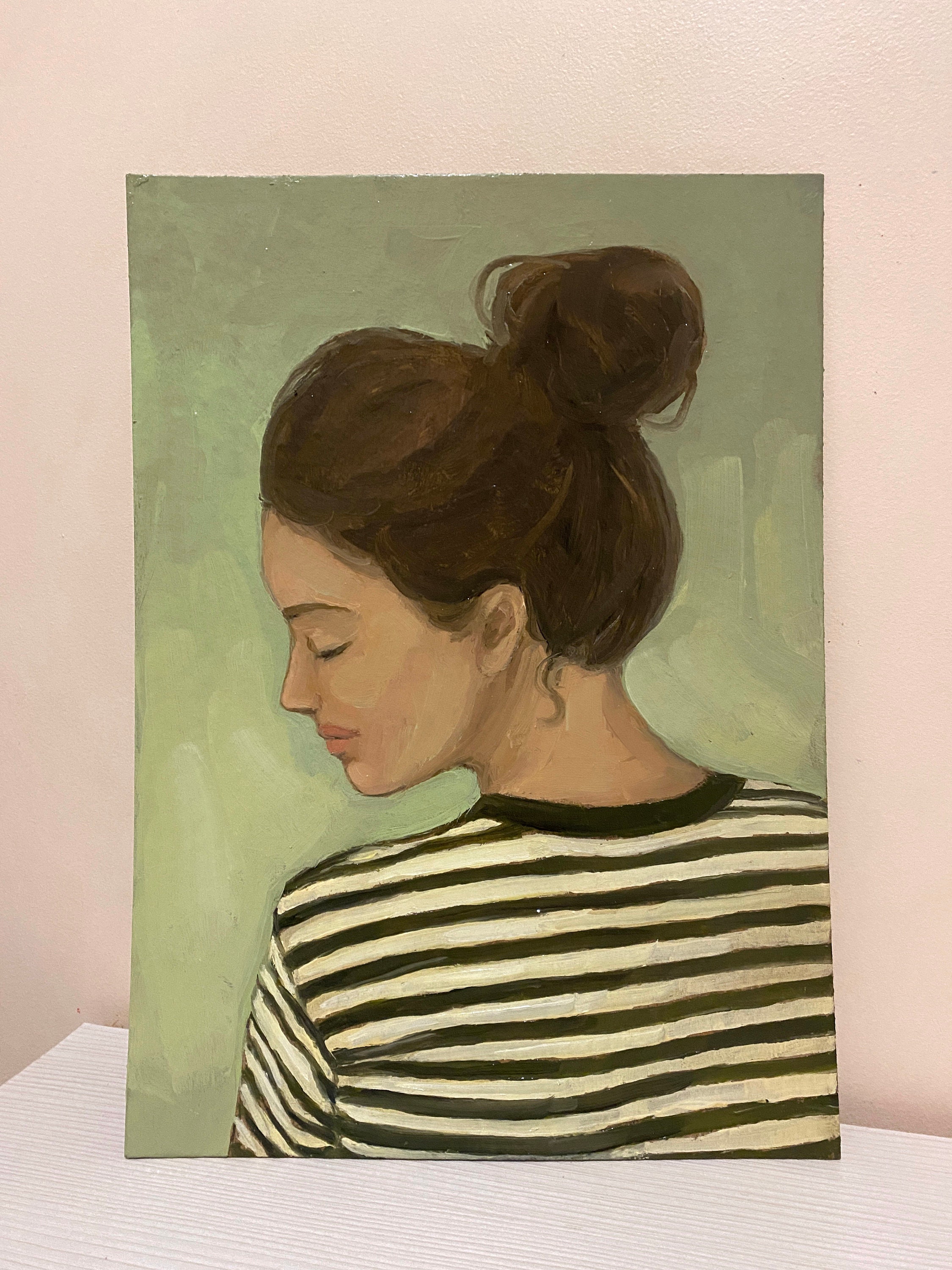 Female Profile Portrait Vintage Original Oil Painting - Etsy