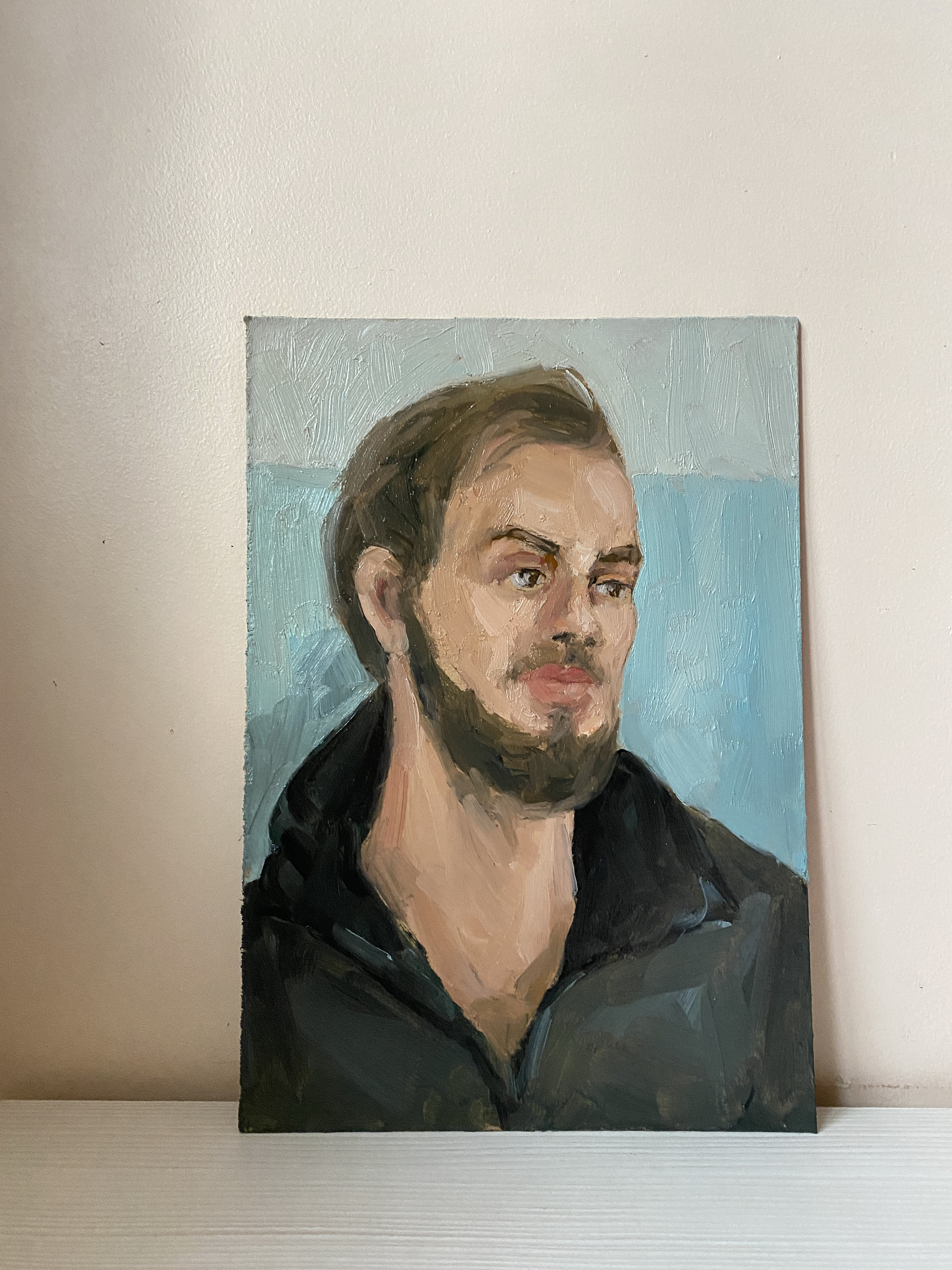 Vintage Male Portrait Oil Painting Pensive Man Wall Art Guy - Etsy