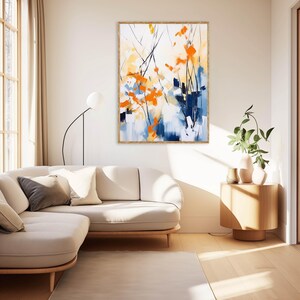 Navy and Orange Abstract Art Print: Modern Home Decor - Etsy