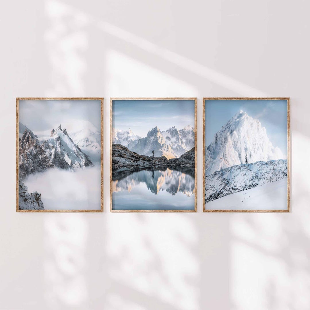 Chamonix Wall Art Set of 3, Aiguille Du Midi, Lac Blanc, and Grands ...