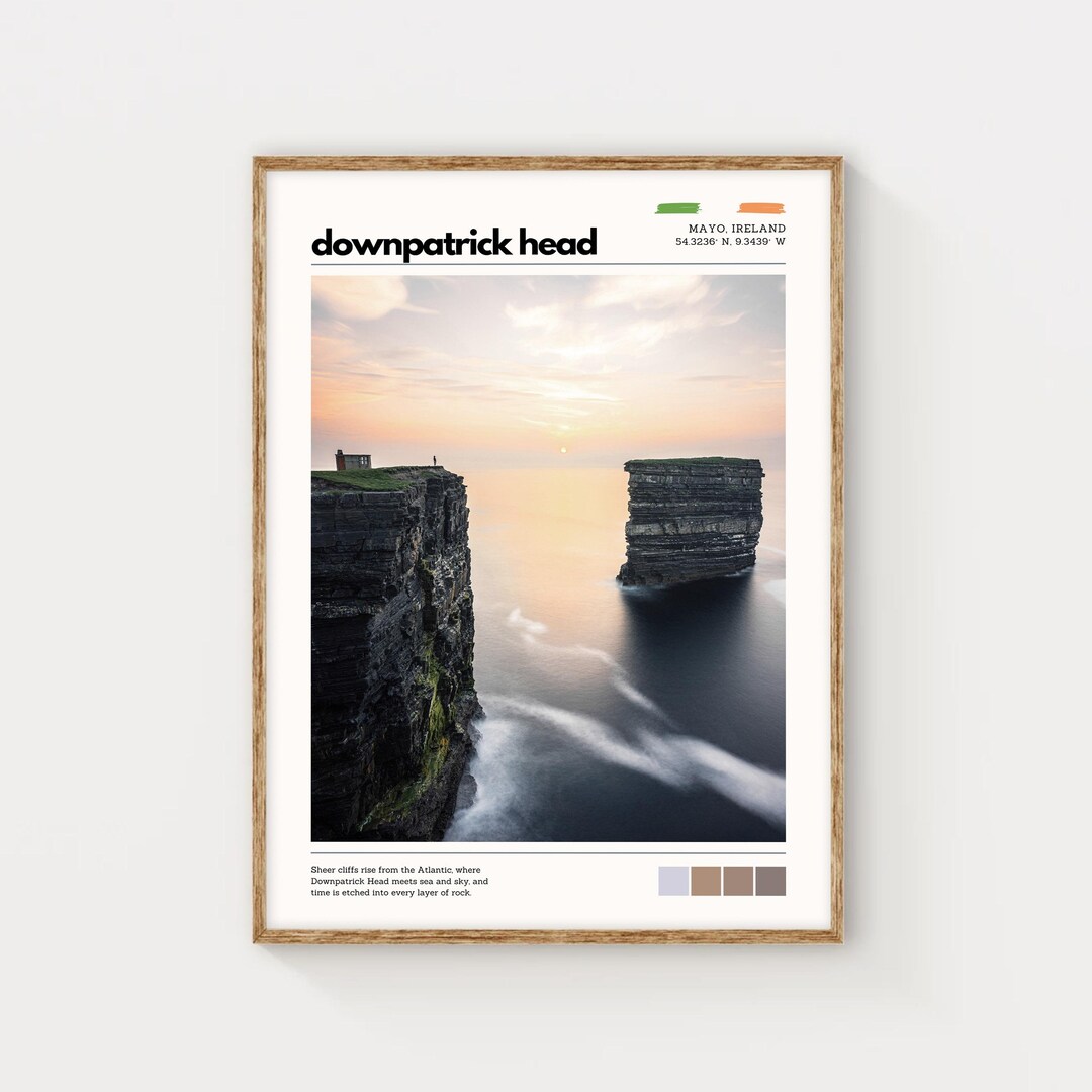 Downpatrick Head Wall Art, Mayo Ireland Coastal Print, Sunset Cliff ...