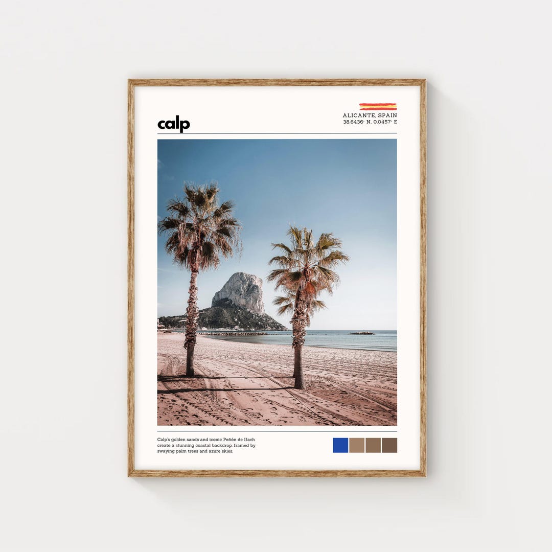 Calp Beach Wall Art, Alicante Spain Print, Mediterranean Coastal Poster ...