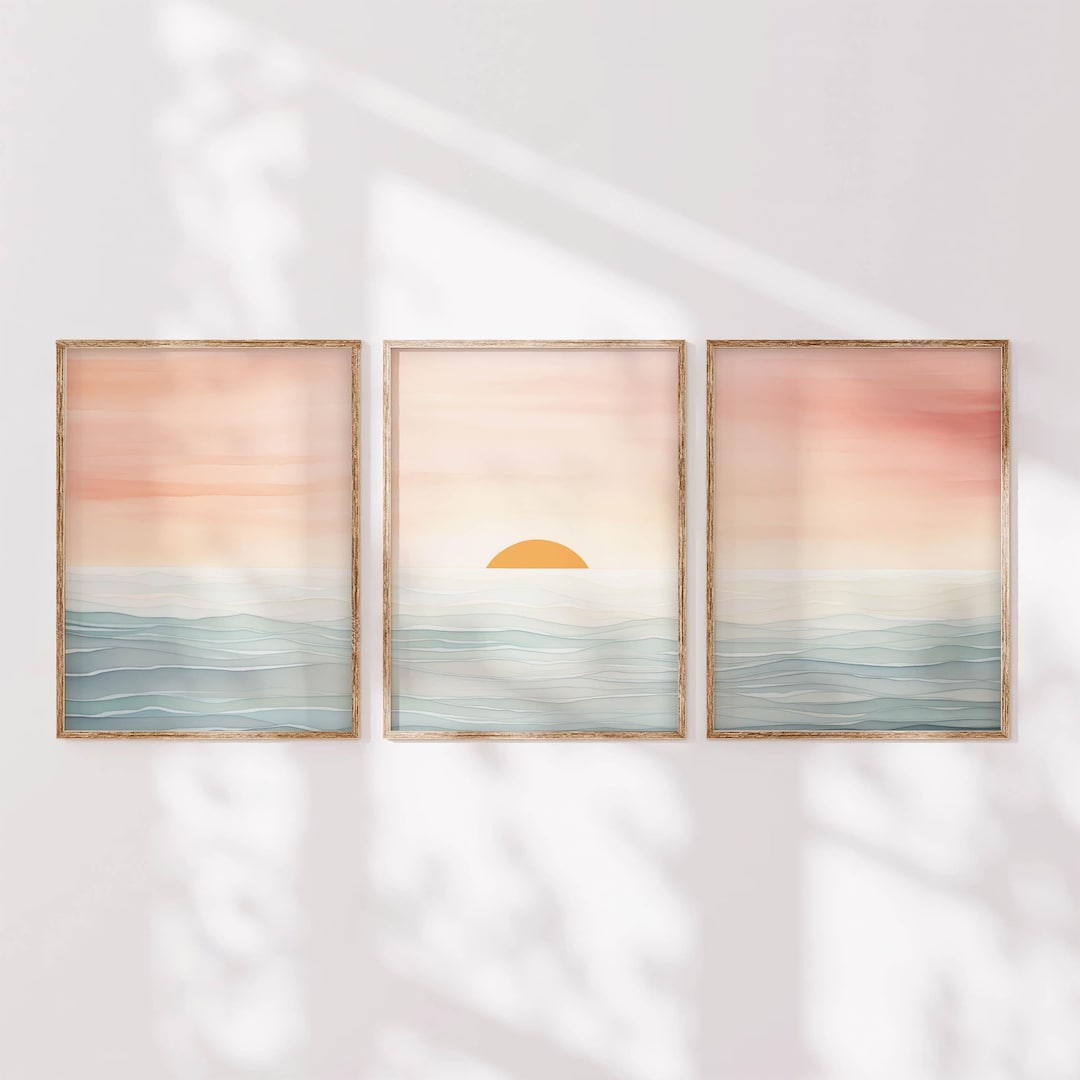 Sunset Print Set of 3, Ocean Sunrise Coastal Wall Art Decor - Etsy