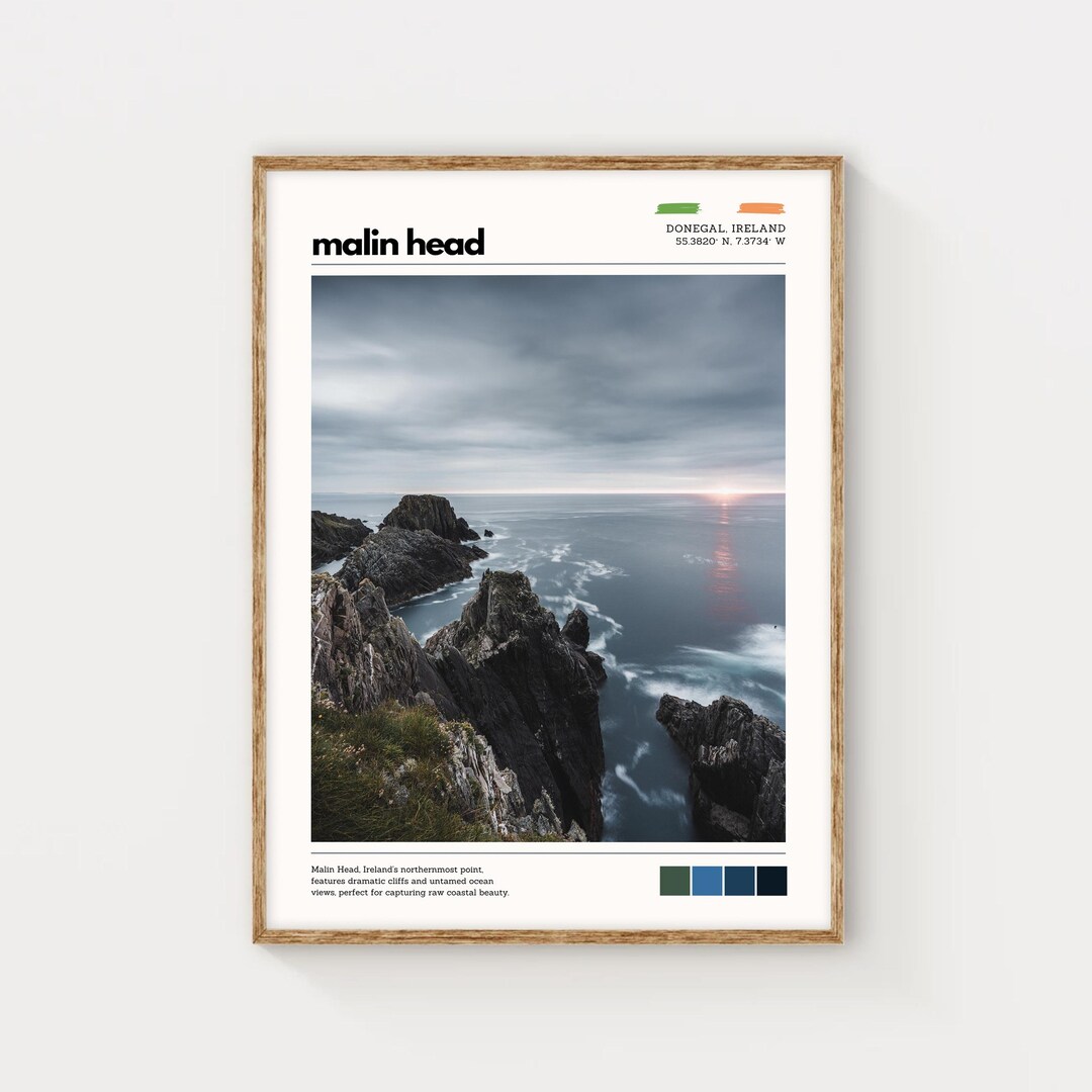 Malin Head Wall Art, Ireland Coastal Print, Donegal Landscape Poster ...