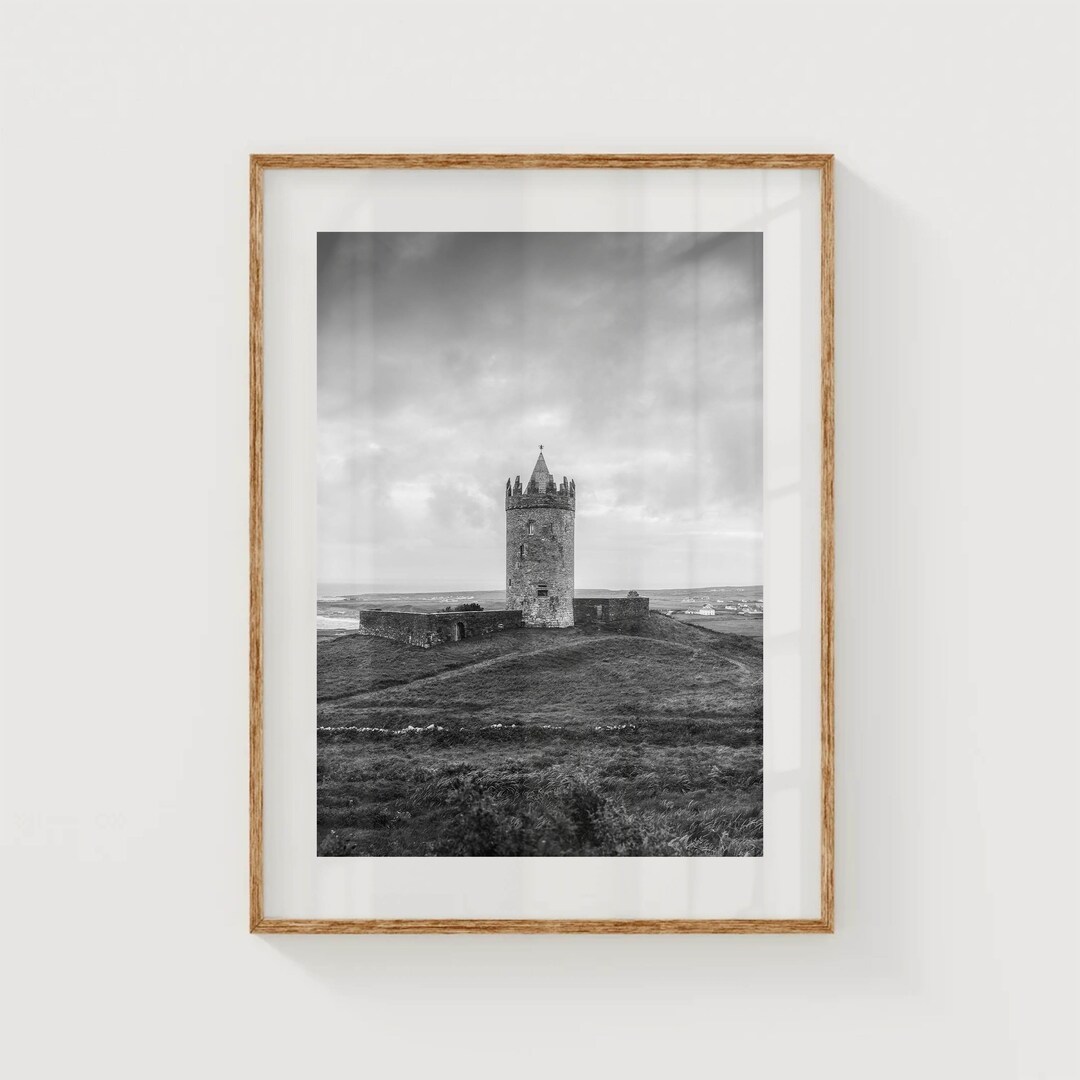 Doonagore Castle, Doolin, Clare, Ireland Unframed Black & White Irish ...