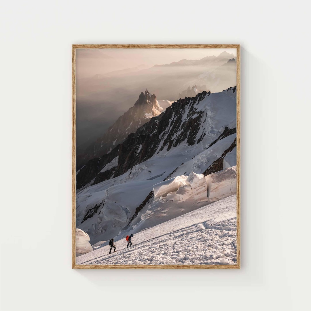 Mont Blanc Climbing Wall Art, Alpine Adventure Print, Mountain ...
