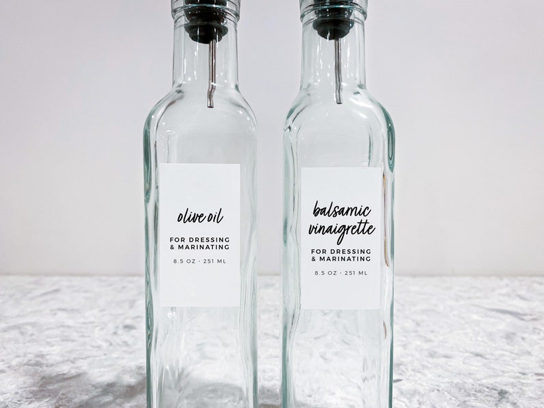 8.5oz. Glass Olive Oil Bottle Cursive Font Vinegar & Oil - Etsy