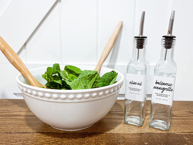 8.5oz. Glass Olive Oil Bottle Cursive Font Vinegar & Oil - Etsy