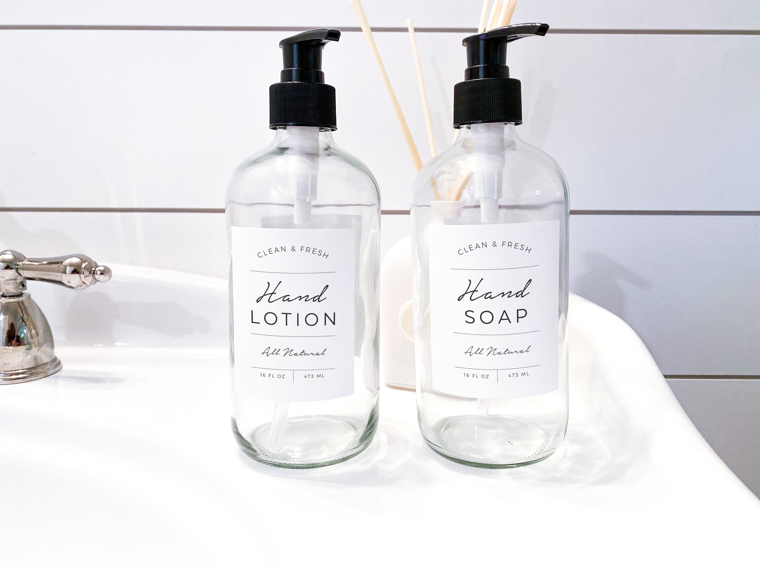 16oz. Glass Soap and Hand Lotion Set | Hand Lotion Dispenser ...