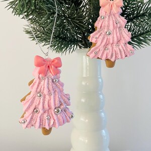 Handmade Pink Silver Cookie Clay Christmas Tree Decoration, Christmas ...