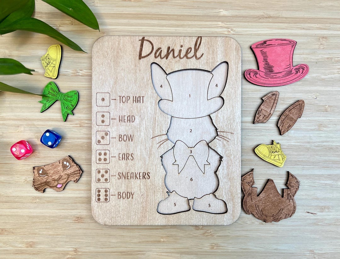 Personalized Roll-a-bunny Game-wooden Puzzle- Easter Gift - Etsy