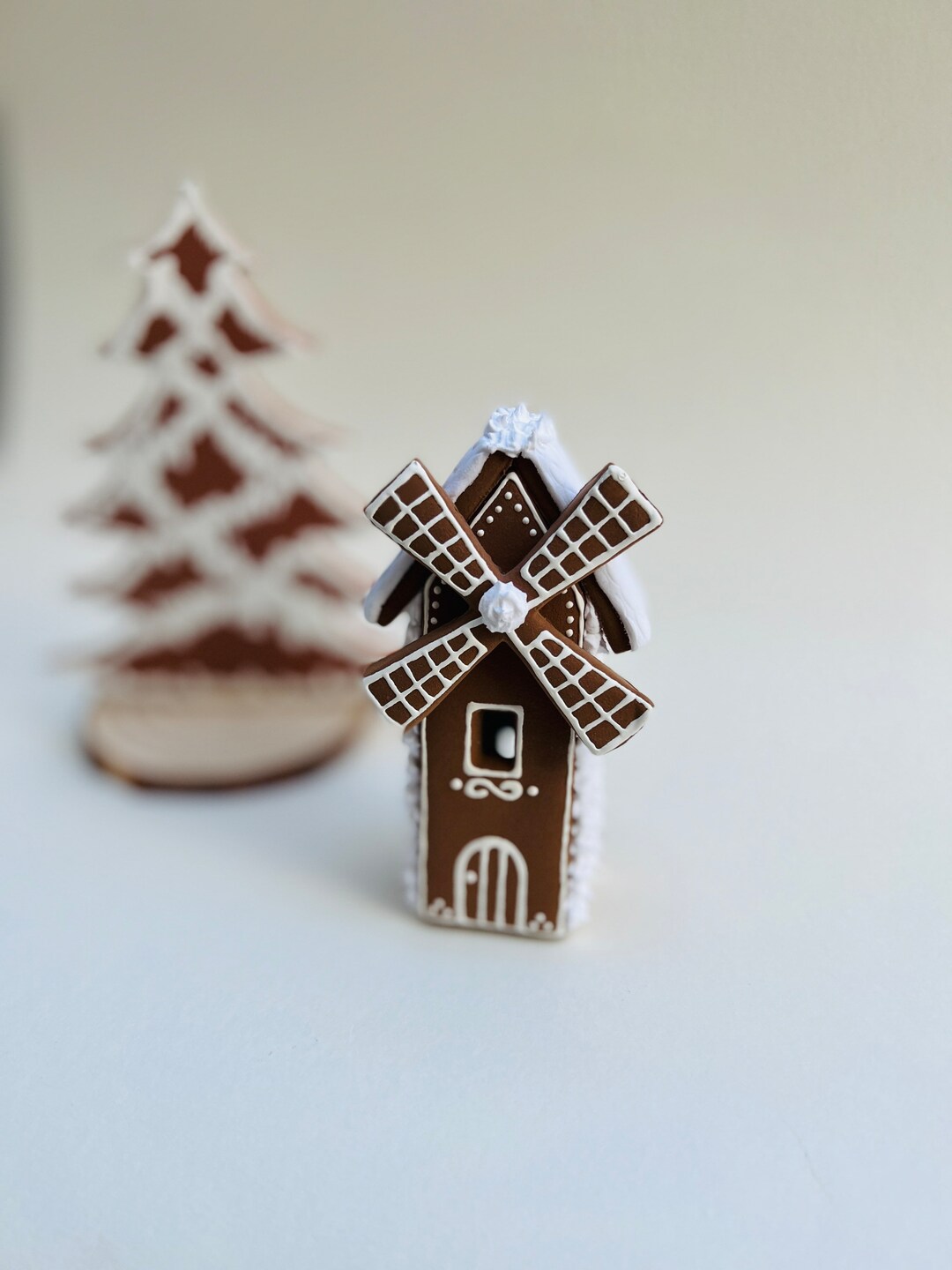 Handmade Clay Gingerbread Windmill: Christmas Village Miniature - Etsy