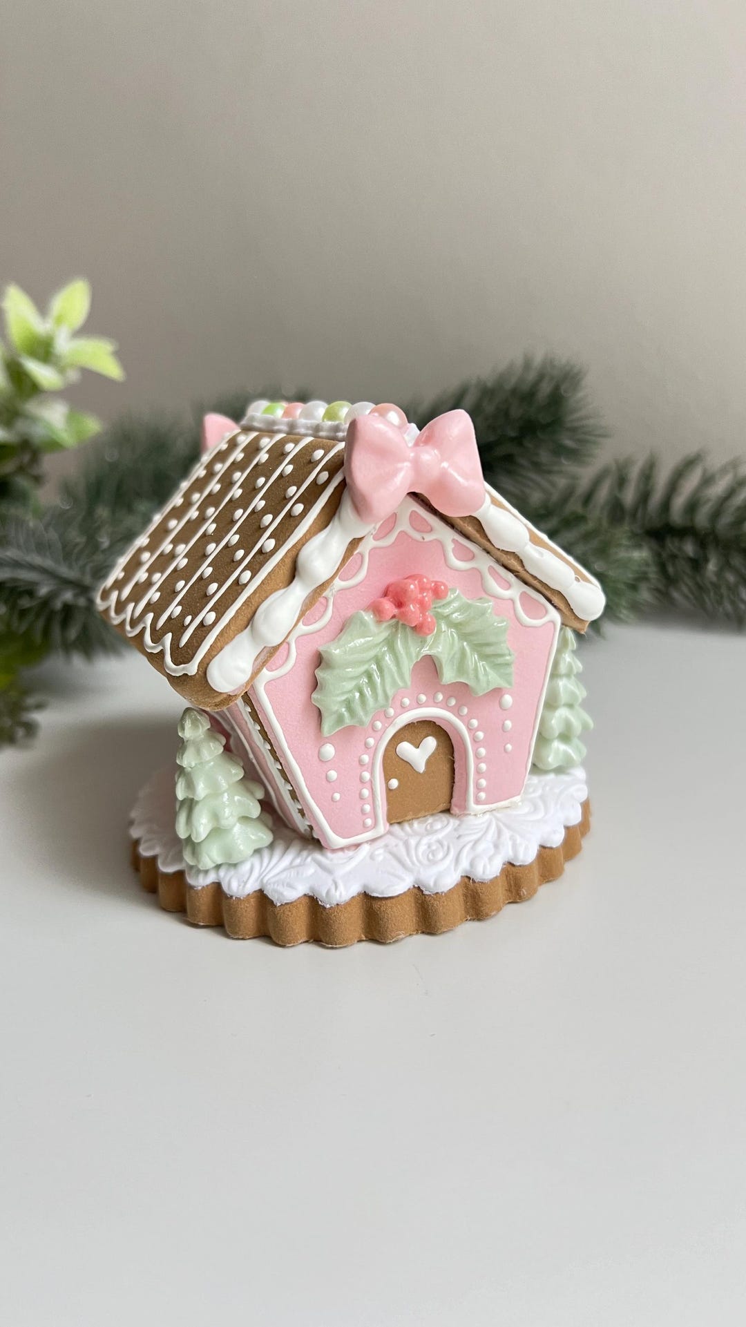 Handmade Pink Clay Gingerbread House: Pastel Christmas Decor - Etsy