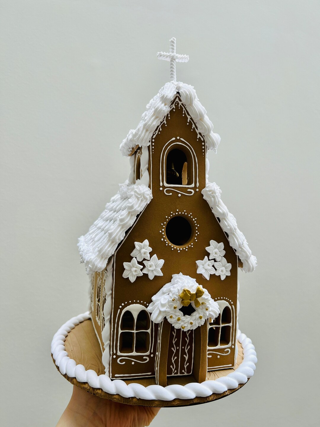 Clay Gingerbread Church,christmas Tea Light, Holiday Ornaments - Etsy
