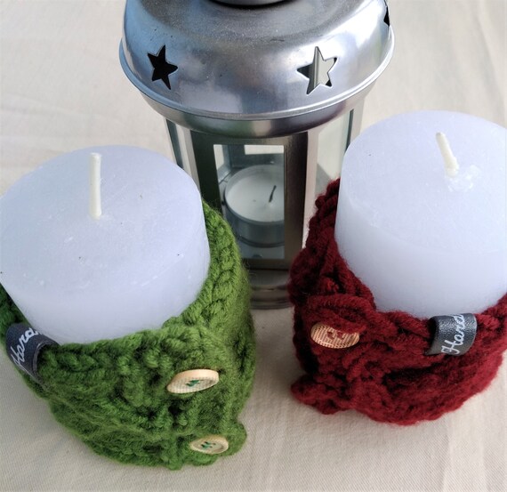 Candle Sweater. Cable Candle Cozy. Candle Cover | Etsy