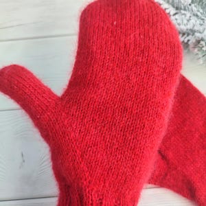 Red Wool and Mohair Mittens. Handmade Mittens. - Etsy