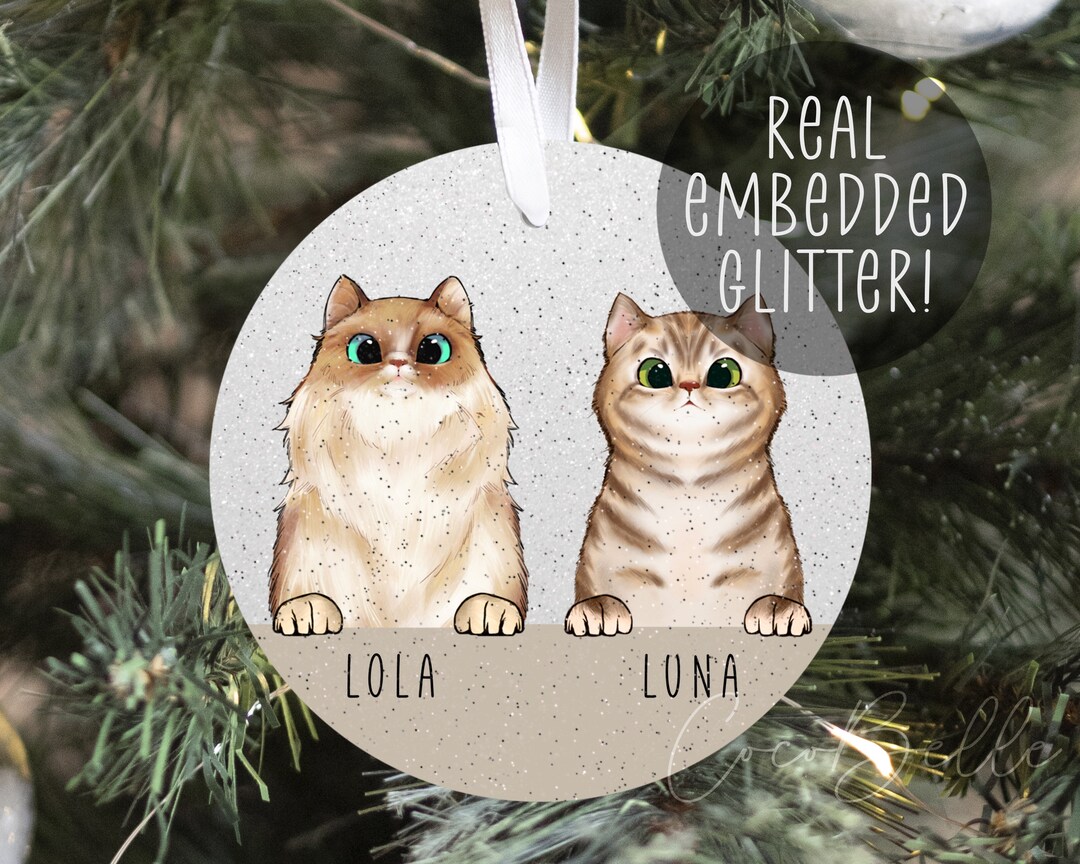 Personalised Cat Bauble, Any Colour Cartoon Digital Illustration Real ...