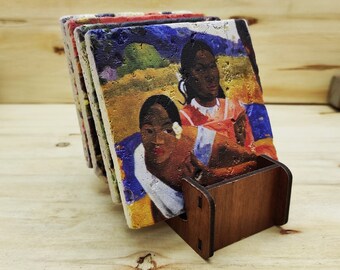 Dali Paintings Travertine Natural Stone Coaster Set With - Etsy