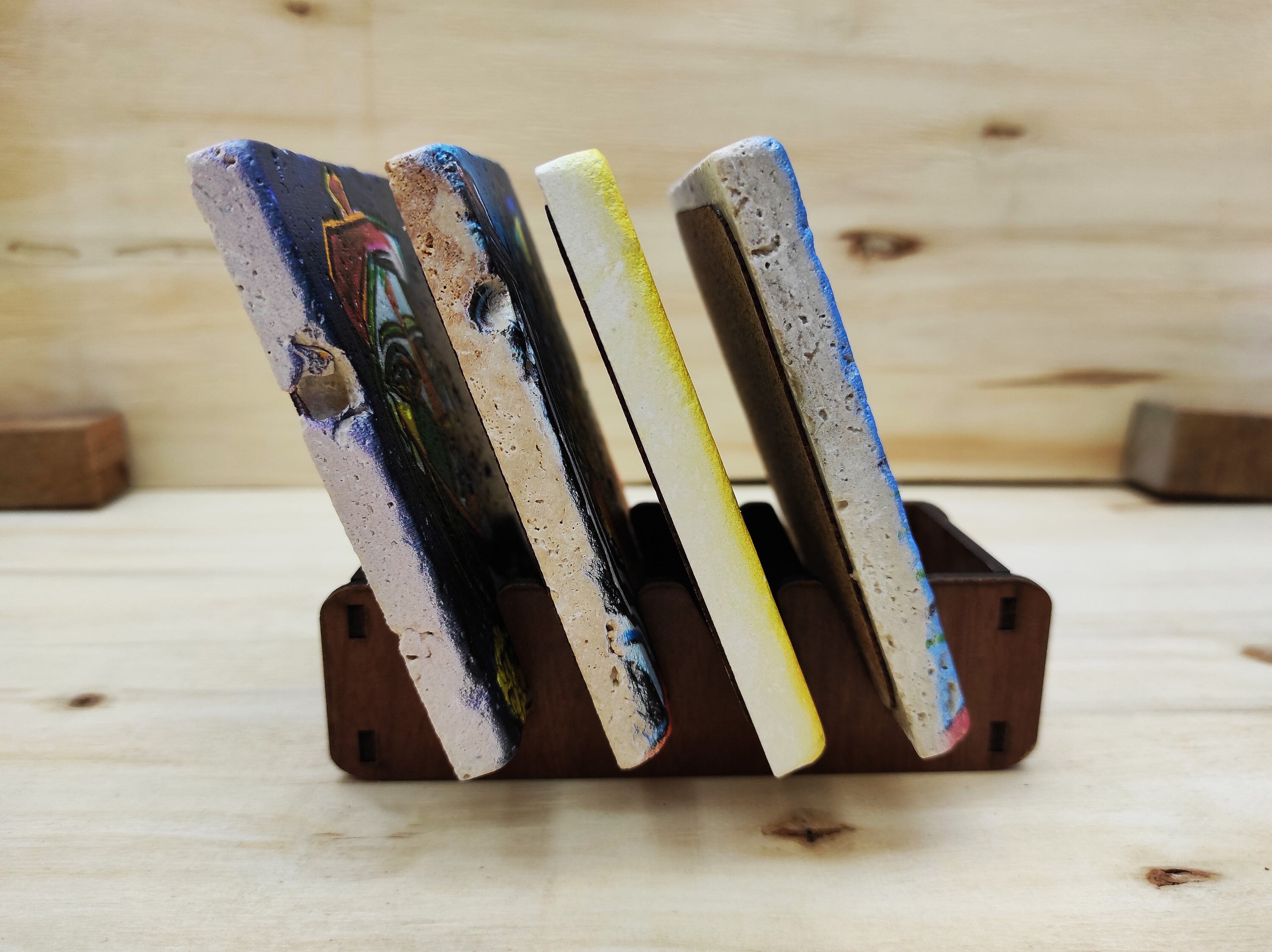 Dali Paintings - Travertine Natural Stone Coaster Set With Decorative ...